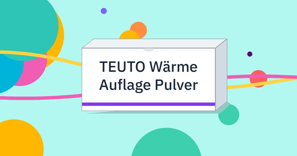 Symbolbild: Packung mit der Aufschrift TEUTO Wärme Auflage Pulver (PZN 01672747) – Verfügbarkeit und Bezug in Apotheken in Frankfurt am Main