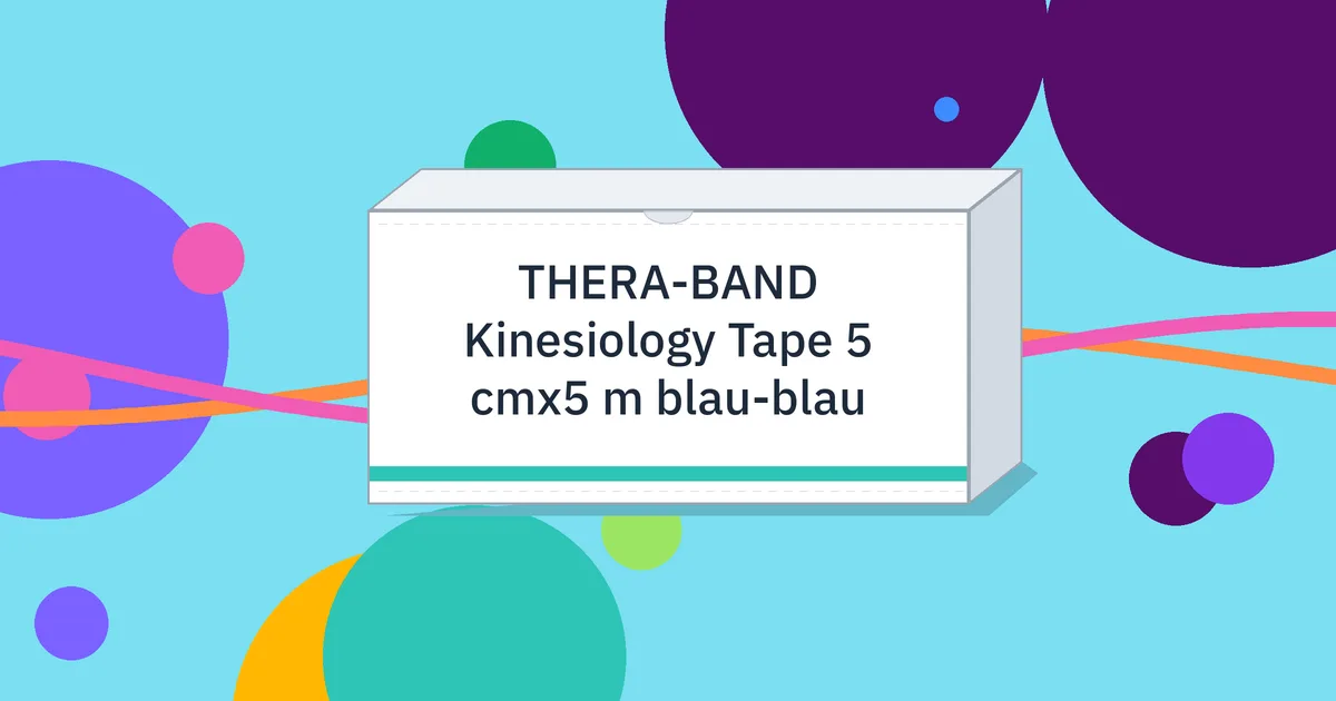 Symbolbild: Packung mit der Aufschrift THERA-BAND Kinesiology Tape 5 cmx5 m blau-blau (PZN 15614713) – Verfügbarkeit und Bezug in Apotheken in Frankfurt am Main