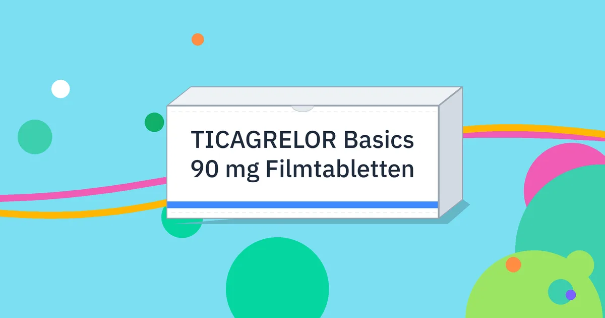 Symbolbild: Packung mit der Aufschrift TICAGRELOR Basics 90 mg Filmtabletten (PZN 19744298) – Verfügbarkeit und Bezug in Apotheken in Frankfurt am Main