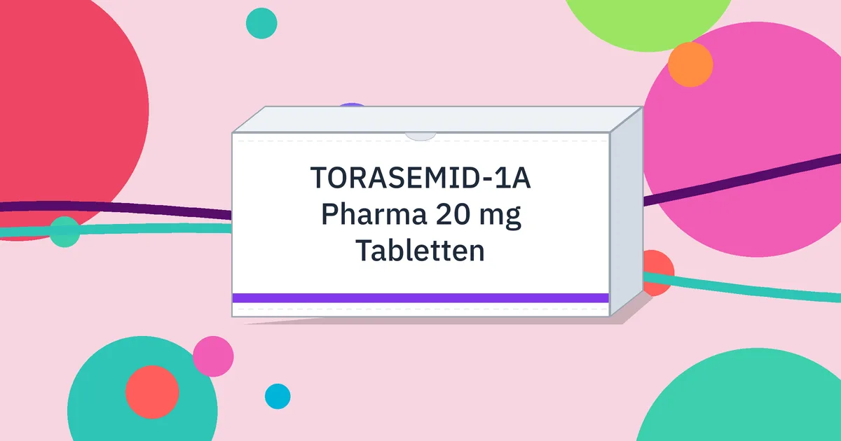Symbolbild: Packung mit der Aufschrift TORASEMID-1A Pharma 20 mg Tabletten (PZN 05007751) – Verfügbarkeit und Bezug in Apotheken in Frankfurt am Main