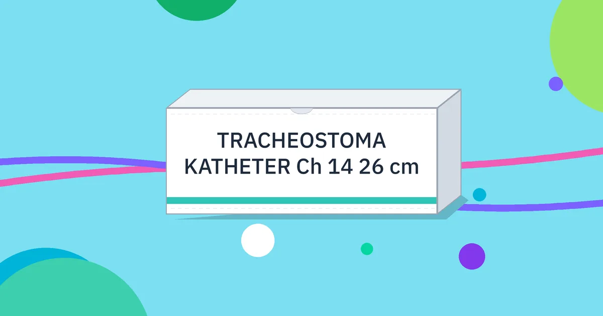 Symbolbild: Packung mit der Aufschrift TRACHEOSTOMA KATHETER Ch 14 26 cm (PZN 02909358) – Verfügbarkeit und Bezug in Apotheken in Frankfurt am Main