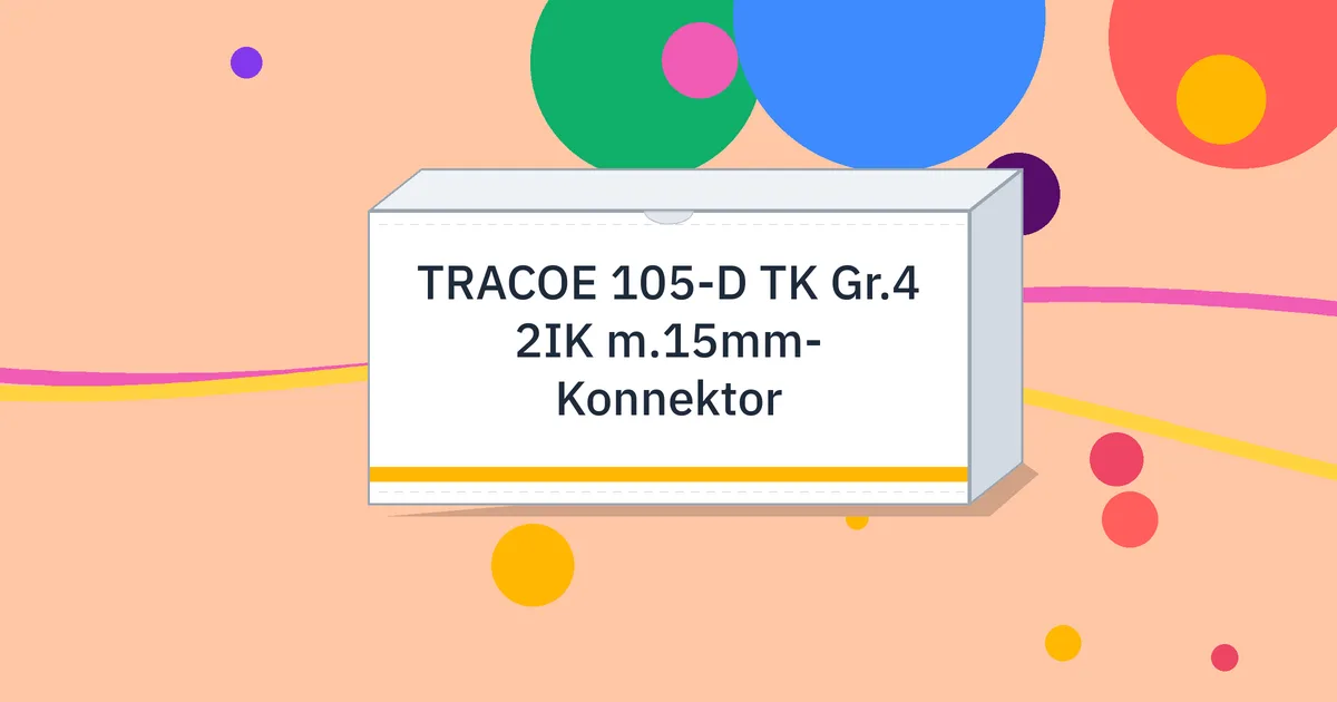 Symbolbild: Packung mit der Aufschrift TRACOE 105-D TK Gr.4 2IK m.15mm-Konnektor (PZN 02359165) – Verfügbarkeit und Bezug in Apotheken in Frankfurt am Main
