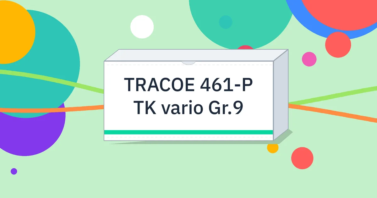 Symbolbild: Packung mit der Aufschrift TRACOE 461-P TK vario Gr.9 (PZN 09944240) – Verfügbarkeit und Bezug in Apotheken in Frankfurt am Main