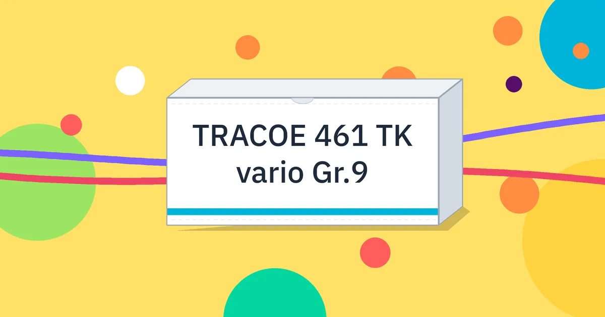 Symbolbild: Packung mit der Aufschrift TRACOE 461 TK vario Gr.9 (PZN 09944205) – Verfügbarkeit und Bezug in Apotheken in Frankfurt am Main