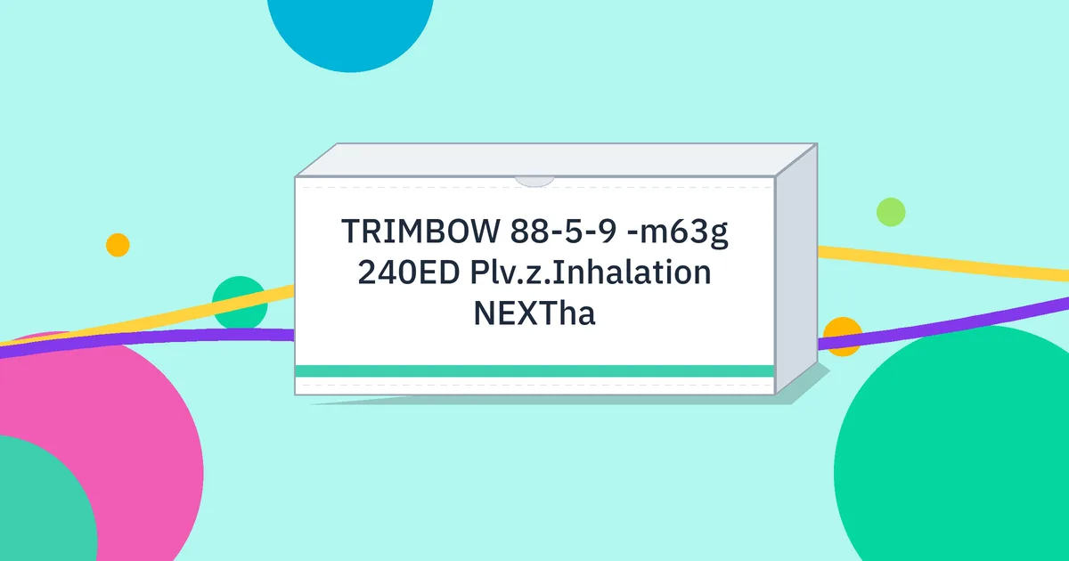Symbolbild: Packung mit der Aufschrift TRIMBOW 88-5-9 -m63g 240ED Plv.z.Inhalation NEXTha (PZN 19119838) – Verfügbarkeit und Bezug in Apotheken in Frankfurt am Main