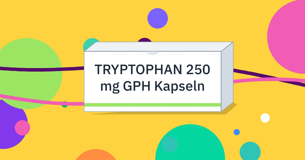 Symbolbild: Packung mit der Aufschrift TRYPTOPHAN 250 mg GPH Kapseln (PZN 00943701) – Verfügbarkeit und Bezug in Apotheken in Frankfurt am Main