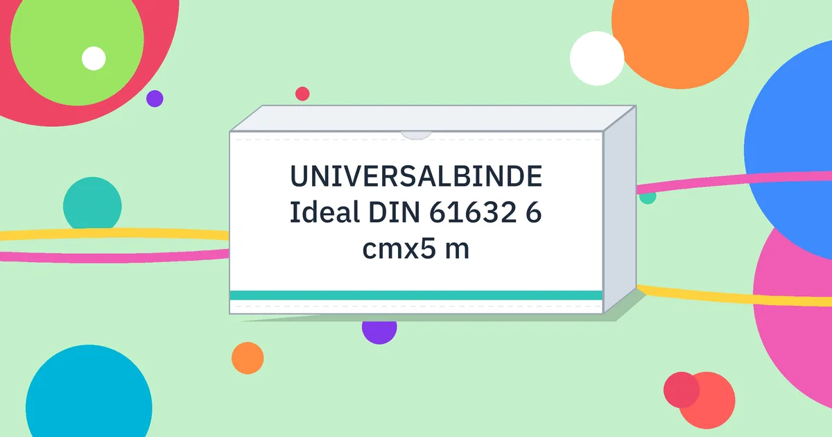 Symbolbild: Packung mit der Aufschrift UNIVERSALBINDE Ideal DIN 61632 6 cmx5 m (PZN 10351692) – Verfügbarkeit und Bezug in Apotheken in Frankfurt am Main