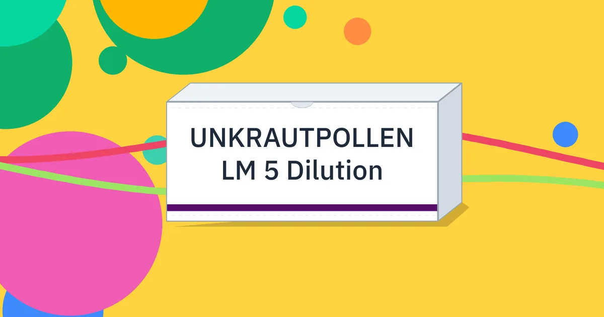 Symbolbild: Packung mit der Aufschrift UNKRAUTPOLLEN LM 5 Dilution (PZN 13255687) – Verfügbarkeit und Bezug in Apotheken in Frankfurt am Main