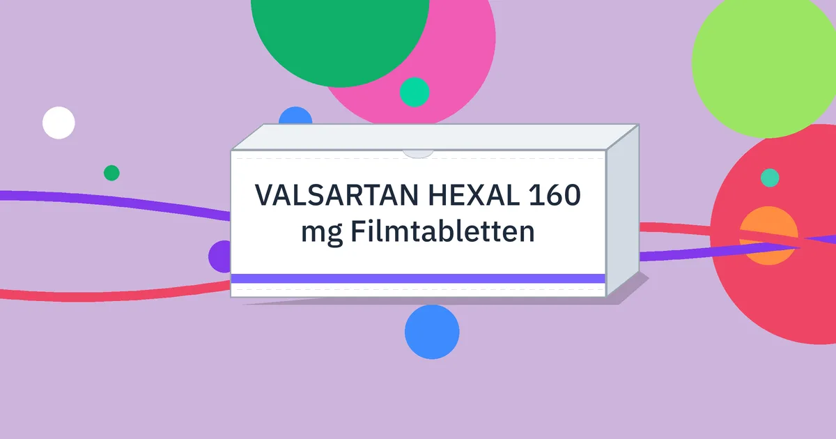 Symbolbild: Packung mit der Aufschrift VALSARTAN HEXAL 160 mg Filmtabletten (PZN 07607047) – Verfügbarkeit und Bezug in Apotheken in Frankfurt am Main