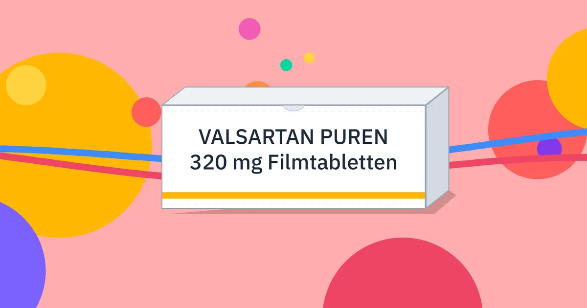 Symbolbild: Packung mit der Aufschrift VALSARTAN PUREN 320 mg Filmtabletten (PZN 18429229) – Verfügbarkeit und Bezug in Apotheken in Frankfurt am Main