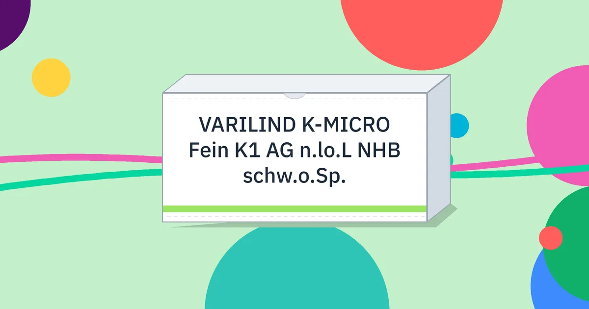 Symbolbild: Packung mit der Aufschrift VARILIND K-MICRO Fein K1 AG n.lo.L NHB schw.o.Sp. (PZN 20555355) – Verfügbarkeit und Bezug in Apotheken in Frankfurt am Main