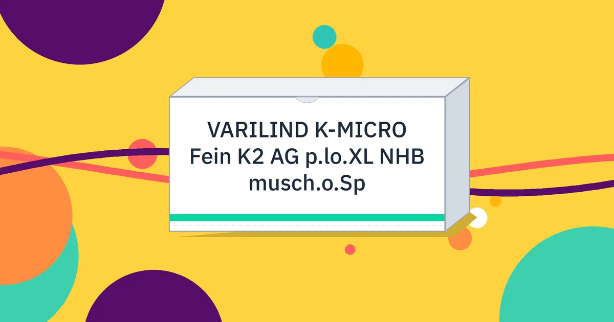 Symbolbild: Packung mit der Aufschrift VARILIND K-MICRO Fein K2 AG p.lo.XL NHB musch.o.Sp (PZN 20618802) – Verfügbarkeit und Bezug in Apotheken in Frankfurt am Main