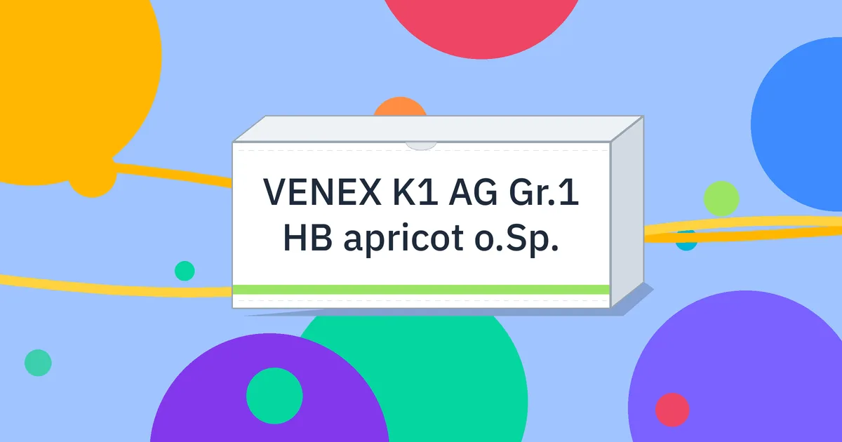 Symbolbild: Packung mit der Aufschrift VENEX K1 AG Gr.1 HB apricot o.Sp. (PZN 03193198) – Verfügbarkeit und Bezug in Apotheken in Frankfurt am Main