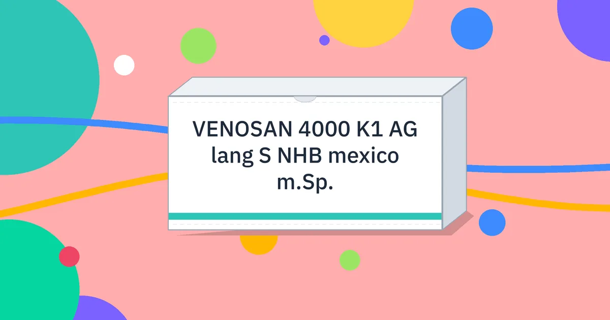 Symbolbild: Packung mit der Aufschrift VENOSAN 4000 K1 AG lang S NHB mexico m.Sp. (PZN 14423537) – Verfügbarkeit und Bezug in Apotheken in Frankfurt am Main