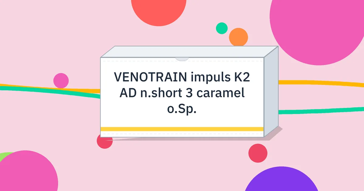 Symbolbild: Packung mit der Aufschrift VENOTRAIN impuls K2 AD n.short 3 caramel o.Sp. (PZN 08425561) – Verfügbarkeit und Bezug in Apotheken in Frankfurt am Main