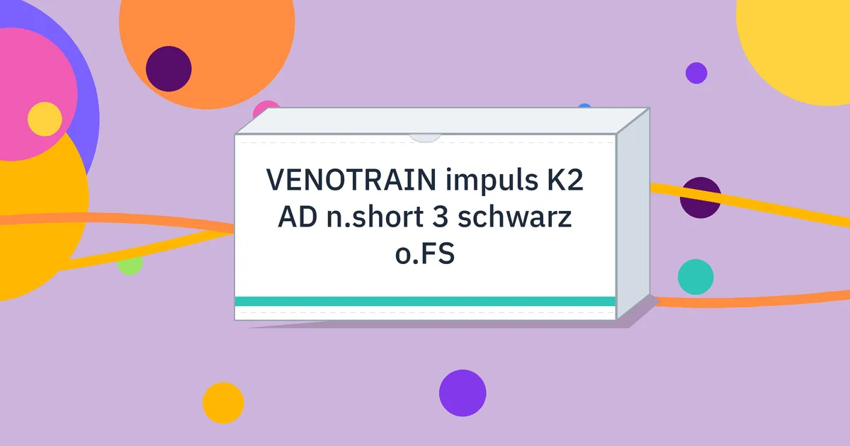 Symbolbild: Packung mit der Aufschrift VENOTRAIN impuls K2 AD n.short 3 schwarz o.FS (PZN 00626917) – Verfügbarkeit und Bezug in Apotheken in Frankfurt am Main
