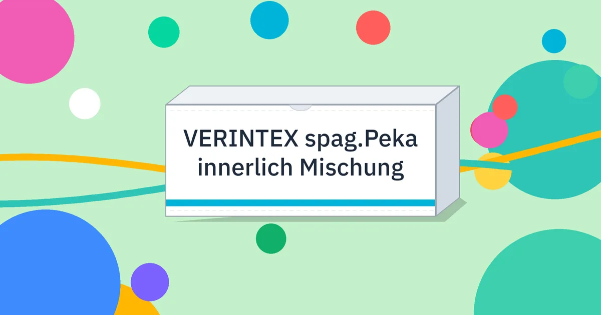 Symbolbild: Packung mit der Aufschrift VERINTEX spag.Peka innerlich Mischung (PZN 13861459) – Verfügbarkeit und Bezug in Apotheken in Frankfurt am Main