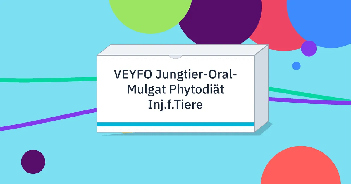 Symbolbild: Packung mit der Aufschrift VEYFO Jungtier-Oral-Mulgat Phytodiät Inj.f.Tiere (PZN 18378816) – Verfügbarkeit und Bezug in Apotheken in Frankfurt am Main