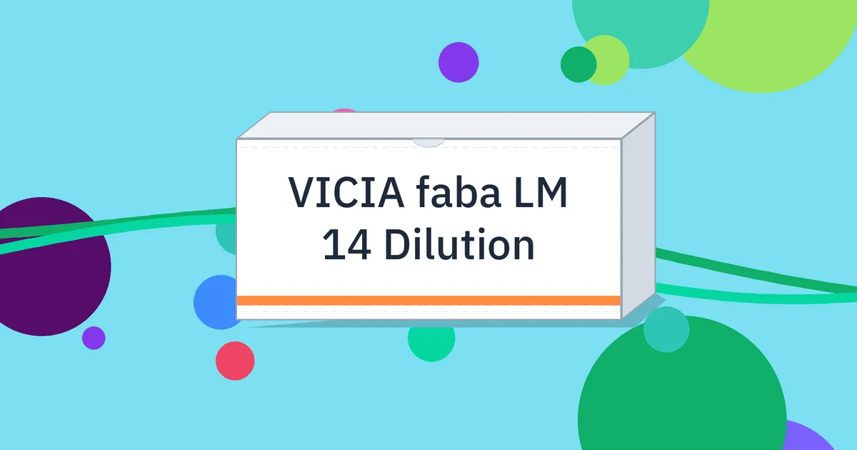 Symbolbild: Packung mit der Aufschrift VICIA faba LM 14 Dilution (PZN 13272757) – Verfügbarkeit und Bezug in Apotheken in Frankfurt am Main