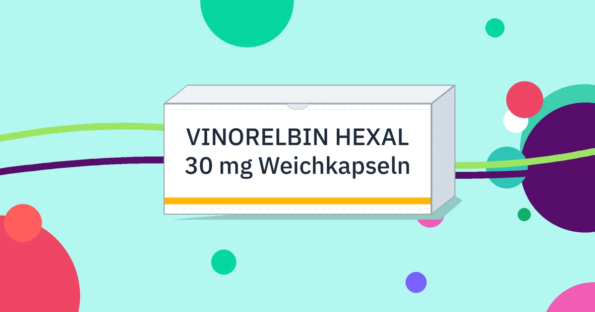 Symbolbild: Packung mit der Aufschrift VINORELBIN HEXAL 30 mg Weichkapseln (PZN 15416203) – Verfügbarkeit und Bezug in Apotheken in Frankfurt am Main