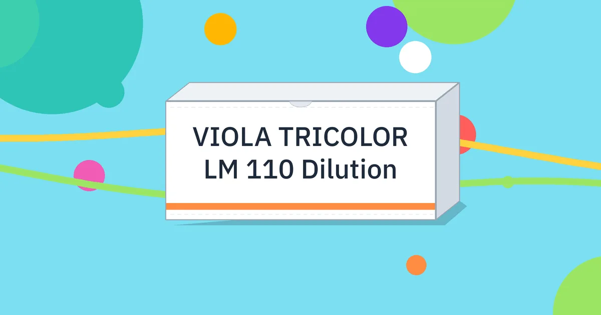 Symbolbild: Packung mit der Aufschrift VIOLA TRICOLOR LM 110 Dilution (PZN 13276749) – Verfügbarkeit und Bezug in Apotheken in Frankfurt am Main