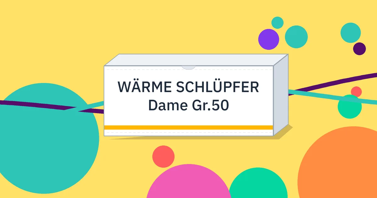 Symbolbild: Packung mit der Aufschrift WÄRME SCHLÜPFER Dame Gr.50 (PZN 02446094) – Verfügbarkeit und Bezug in Apotheken in Frankfurt am Main