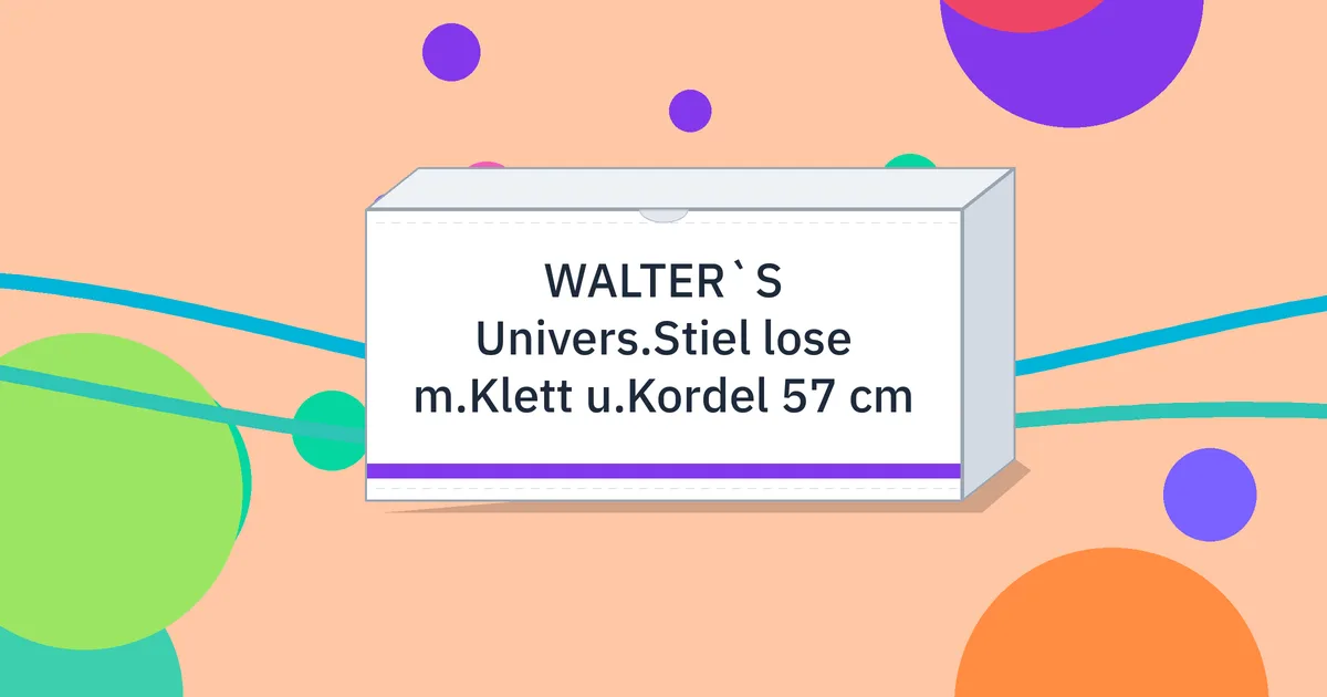 Symbolbild: Packung mit der Aufschrift WALTER`S Univers.Stiel lose m.Klett u.Kordel 57 cm (PZN 02461248) – Verfügbarkeit und Bezug in Apotheken in Frankfurt am Main