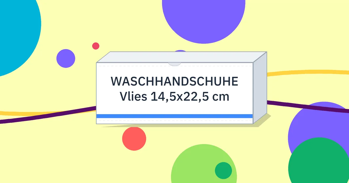 Symbolbild: Packung mit der Aufschrift WASCHHANDSCHUHE Vlies 14,5x22,5 cm (PZN 01848608) – Verfügbarkeit und Bezug in Apotheken in Frankfurt am Main