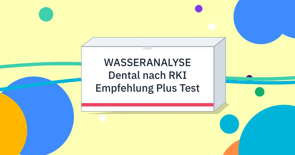 Symbolbild: Packung mit der Aufschrift WASSERANALYSE Dental nach RKI Empfehlung Plus Test (PZN 19282389) – Verfügbarkeit und Bezug in Apotheken in Frankfurt am Main