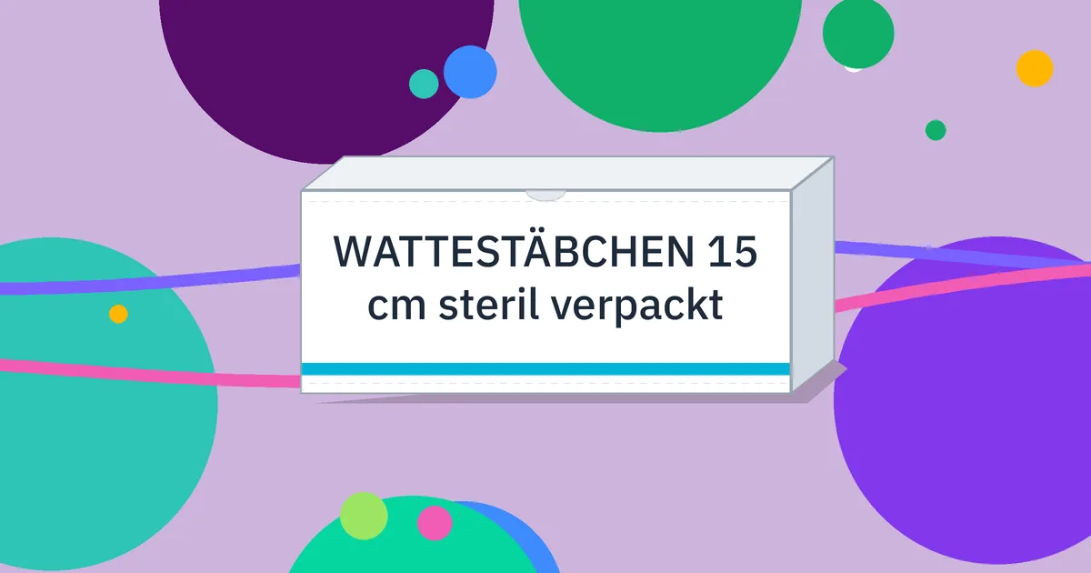 Symbolbild: Packung mit der Aufschrift WATTESTÄBCHEN 15 cm steril verpackt (PZN 13711168) – Verfügbarkeit und Bezug in Apotheken in Frankfurt am Main