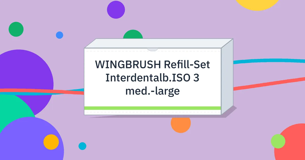 Symbolbild: Packung mit der Aufschrift WINGBRUSH Refill-Set Interdentalb.ISO 3 med.-large (PZN 13704990) – Verfügbarkeit und Bezug in Apotheken in Frankfurt am Main