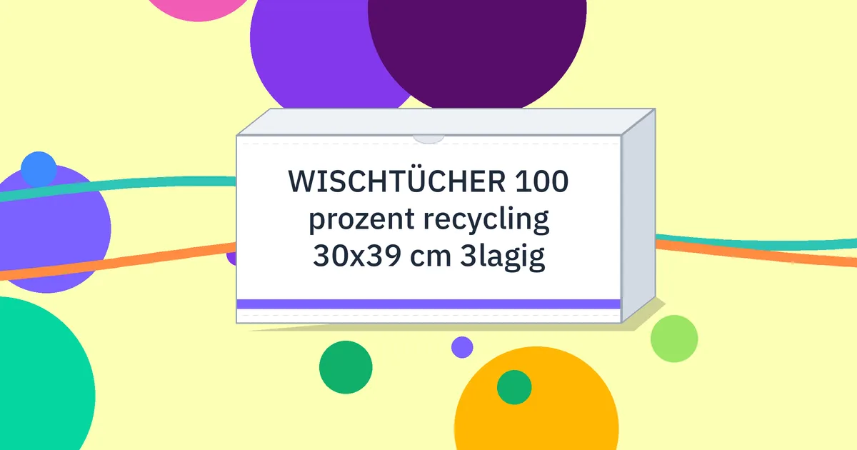 Symbolbild: Packung mit der Aufschrift WISCHTÜCHER 100 prozent recycling 30x39 cm 3lagig (PZN 04239809) – Verfügbarkeit und Bezug in Apotheken in Frankfurt am Main
