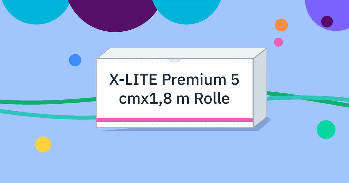 Symbolbild: Packung mit der Aufschrift X-LITE Premium 5 cmx1,8 m Rolle (PZN 14405605) – Verfügbarkeit und Bezug in Apotheken in Frankfurt am Main