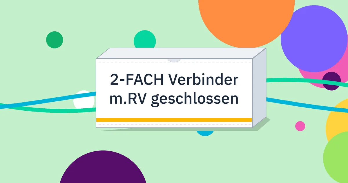 Symbolbild: Packung mit der Aufschrift 2-FACH Verbinder m.RV geschlossen (PZN 13887625) – Verfügbarkeit und Bezug in Apotheken in Frankfurt am Main