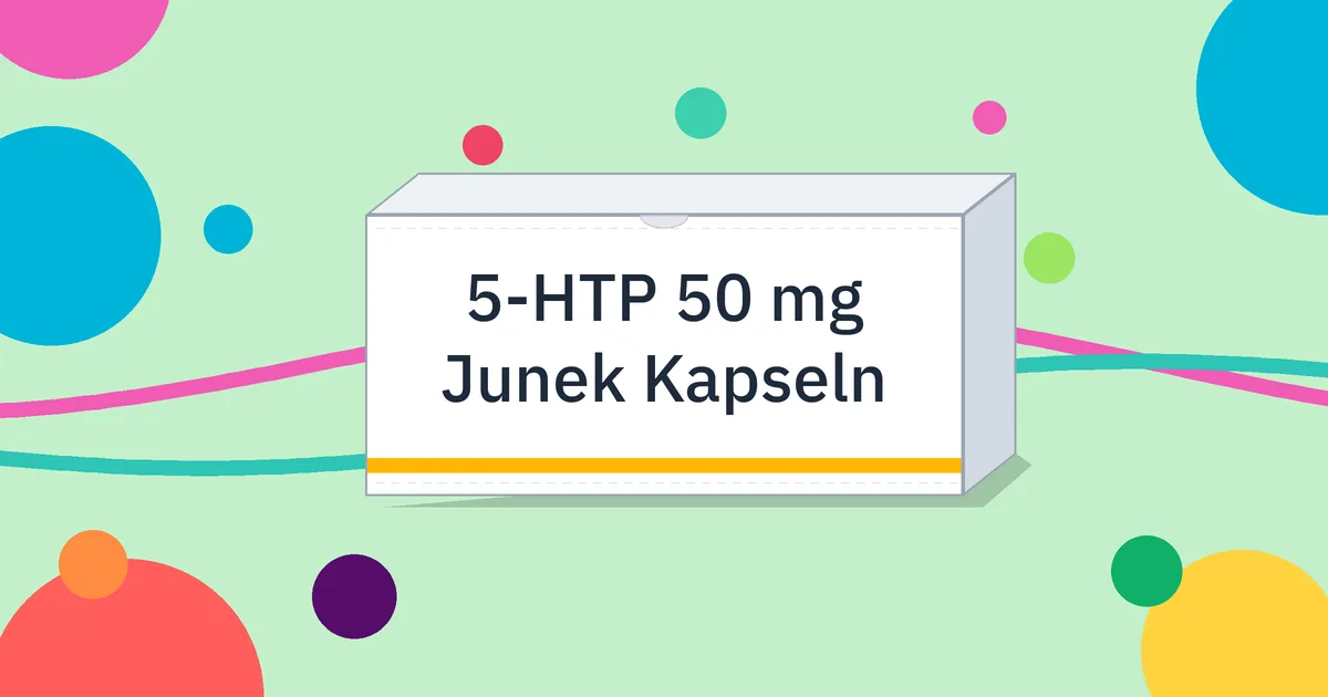 Symbolbild: Packung mit der Aufschrift 5-HTP 50 mg Junek Kapseln (PZN 10337551) – Verfügbarkeit und Bezug in Apotheken in Frankfurt am Main
