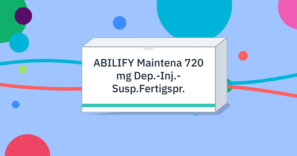 Symbolbild: Packung mit der Aufschrift ABILIFY Maintena 720 mg Dep.-Inj.-Susp.Fertigspr. (PZN 20799689) – Verfügbarkeit und Bezug in Apotheken in Frankfurt am Main