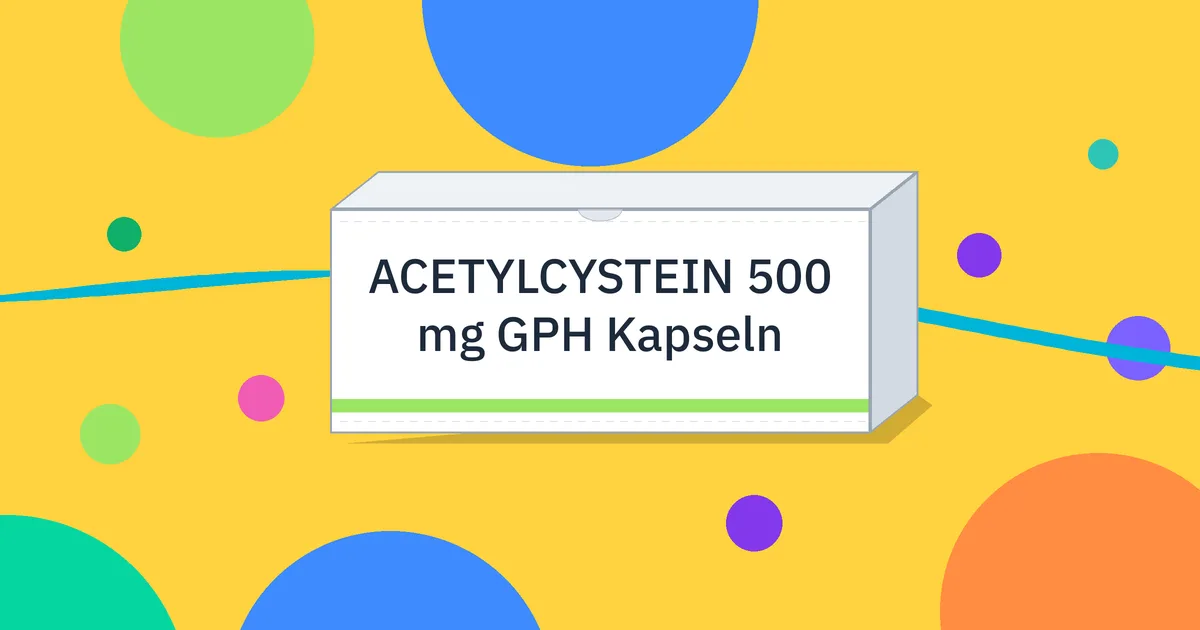 Symbolbild: Packung mit der Aufschrift ACETYLCYSTEIN 500 mg GPH Kapseln (PZN 00174697) – Verfügbarkeit und Bezug in Apotheken in Frankfurt am Main