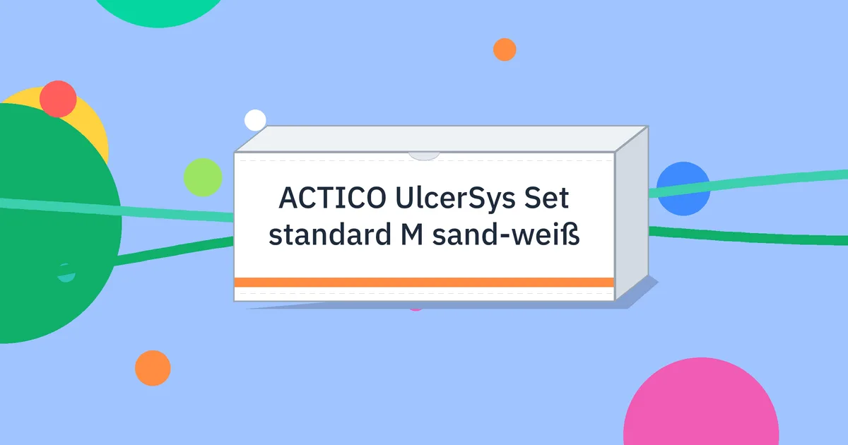 Symbolbild: Packung mit der Aufschrift ACTICO UlcerSys Set standard M sand-weiß (PZN 10233805) – Verfügbarkeit und Bezug in Apotheken in Frankfurt am Main