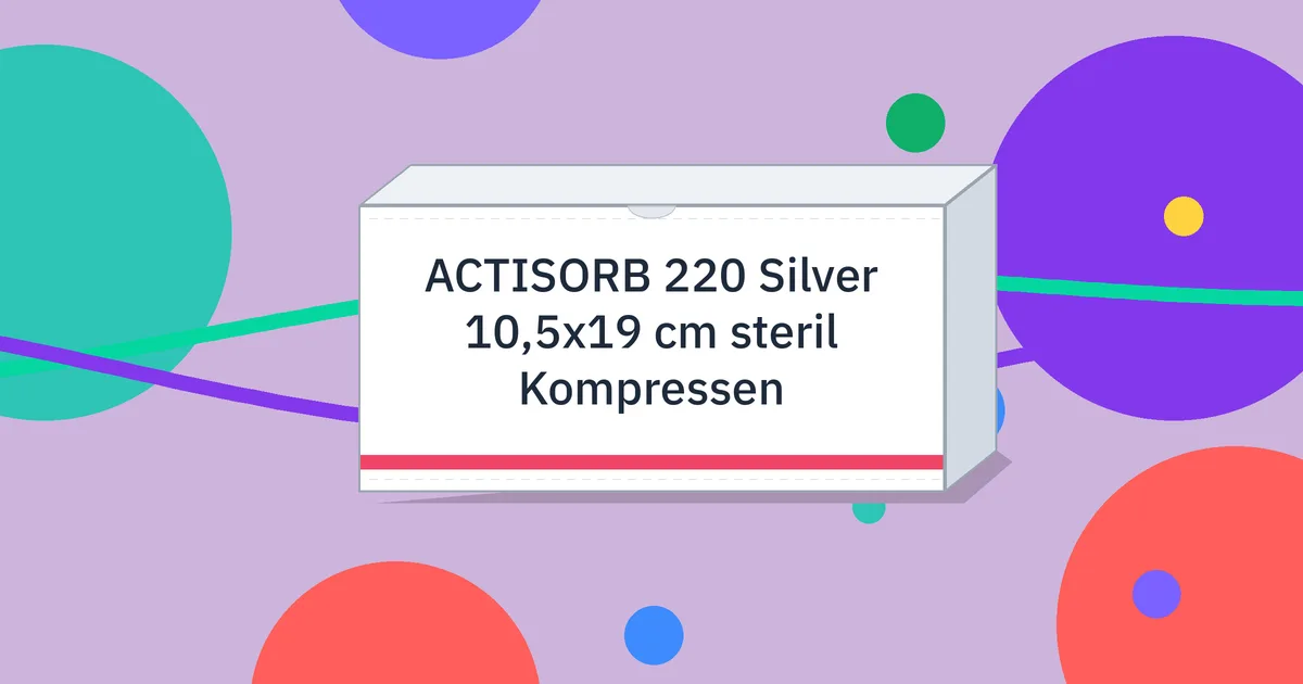 Symbolbild: Packung mit der Aufschrift ACTISORB 220 Silver 10,5x19 cm steril Kompressen (PZN 03013919) – Verfügbarkeit und Bezug in Apotheken in Frankfurt am Main