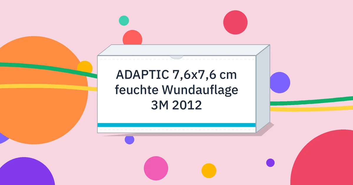 Symbolbild: Packung mit der Aufschrift ADAPTIC 7,6x7,6 cm feuchte Wundauflage 3M 2012 (PZN 19079292) – Verfügbarkeit und Bezug in Apotheken in Frankfurt am Main