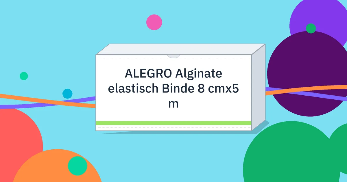 Symbolbild: Packung mit der Aufschrift ALEGRO Alginate elastisch Binde 8 cmx5 m (PZN 03645163) – Verfügbarkeit und Bezug in Apotheken in Frankfurt am Main