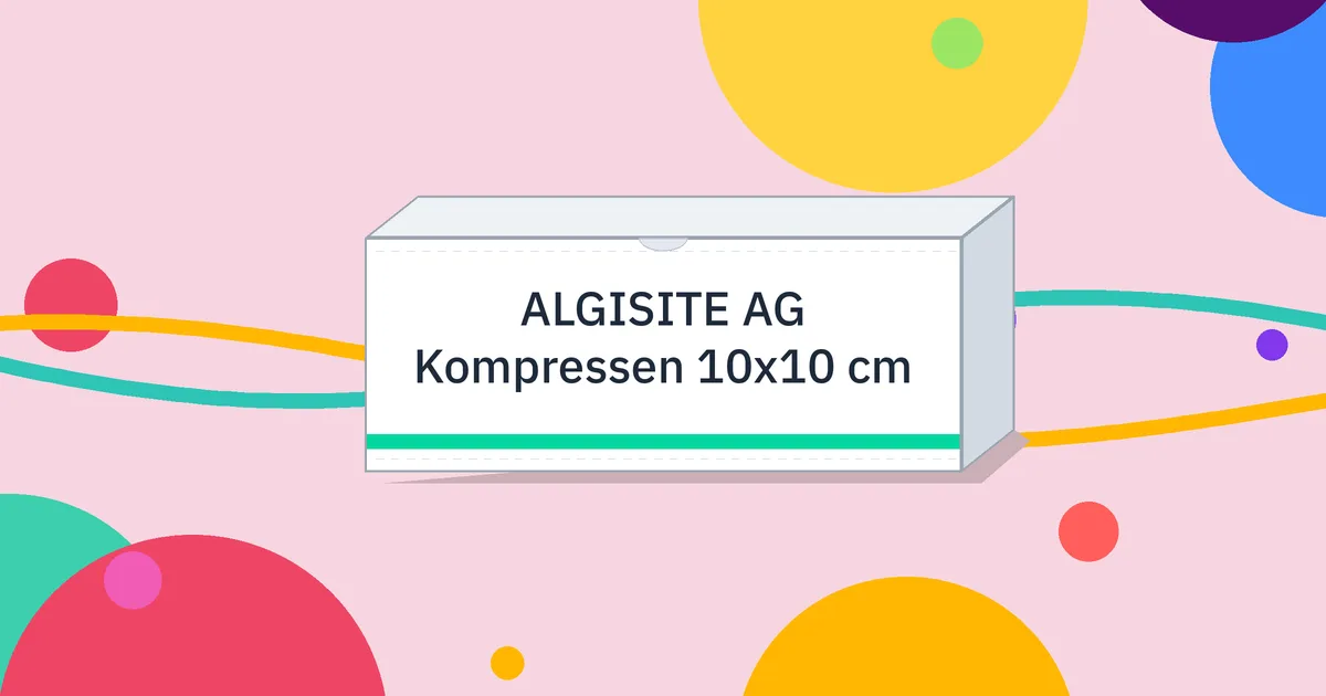 Symbolbild: Packung mit der Aufschrift ALGISITE AG Kompressen 10x10 cm (PZN 01619842) – Verfügbarkeit und Bezug in Apotheken in Frankfurt am Main