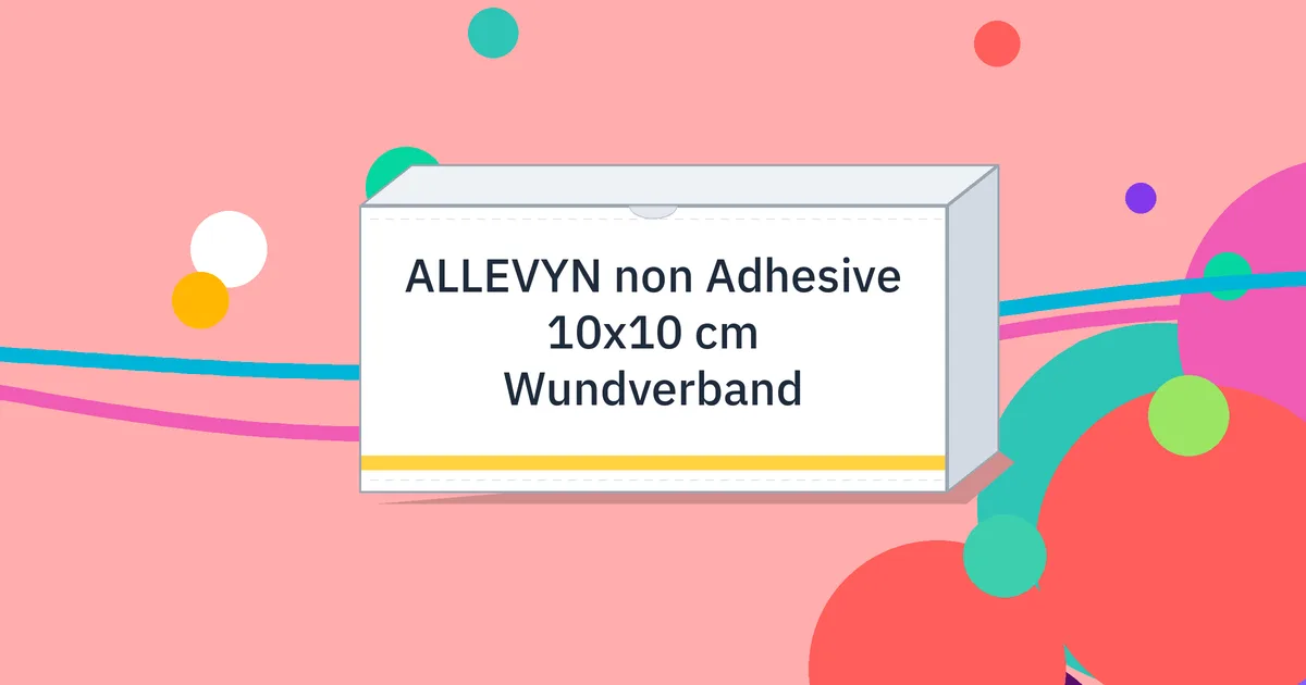 Symbolbild: Packung mit der Aufschrift ALLEVYN non Adhesive 10x10 cm Wundverband (PZN 19698227) – Verfügbarkeit und Bezug in Apotheken in Frankfurt am Main