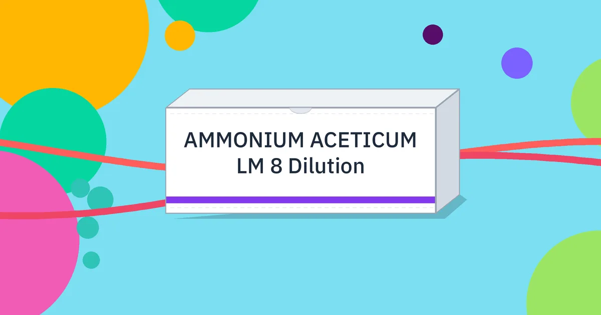 Symbolbild: Packung mit der Aufschrift AMMONIUM ACETICUM LM 8 Dilution (PZN 13319401) – Verfügbarkeit und Bezug in Apotheken in Frankfurt am Main
