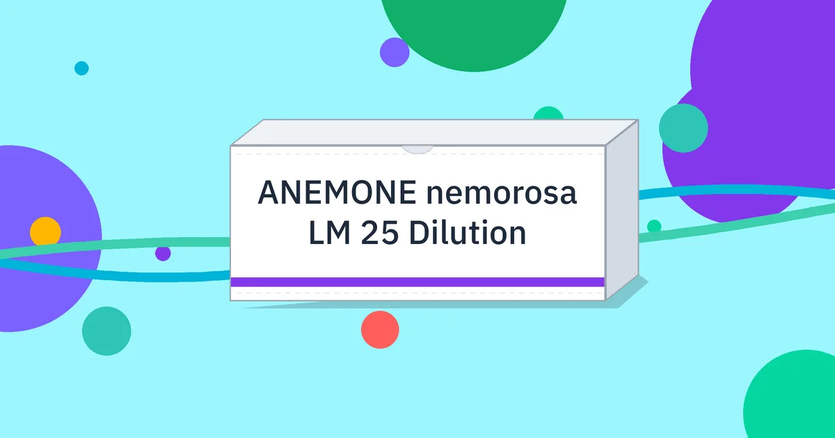 Symbolbild: Packung mit der Aufschrift ANEMONE nemorosa LM 25 Dilution (PZN 13366731) – Verfügbarkeit und Bezug in Apotheken in Frankfurt am Main