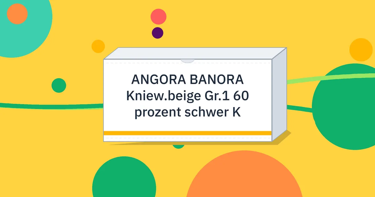 Symbolbild: Packung mit der Aufschrift ANGORA BANORA Kniew.beige Gr.1 60 prozent schwer K (PZN 02769070) – Verfügbarkeit und Bezug in Apotheken in Frankfurt am Main