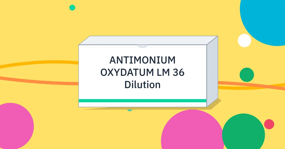 Symbolbild: Packung mit der Aufschrift ANTIMONIUM OXYDATUM LM 36 Dilution (PZN 13374848) – Verfügbarkeit und Bezug in Apotheken in Frankfurt am Main