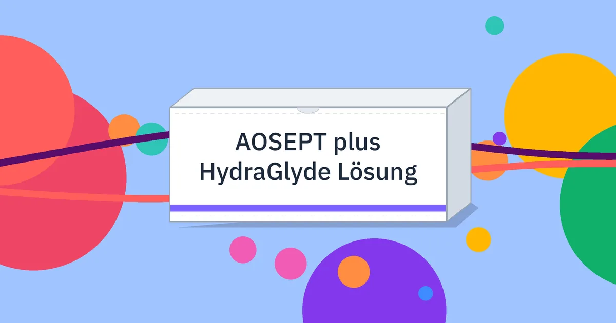 Symbolbild: Packung mit der Aufschrift AOSEPT plus HydraGlyde Lösung (PZN 11126974) – Verfügbarkeit und Bezug in Apotheken in Frankfurt am Main
