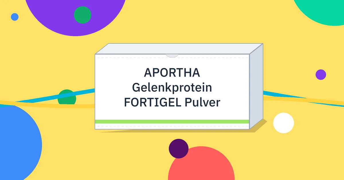 Symbolbild: Packung mit der Aufschrift APORTHA Gelenkprotein FORTIGEL Pulver (PZN 18213794) – Verfügbarkeit und Bezug in Apotheken in Frankfurt am Main