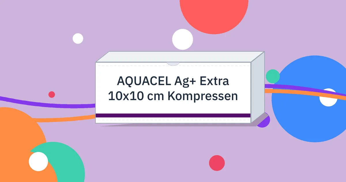 Symbolbild: Packung mit der Aufschrift AQUACEL Ag+ Extra 10x10 cm Kompressen (PZN 14413616) – Verfügbarkeit und Bezug in Apotheken in Frankfurt am Main